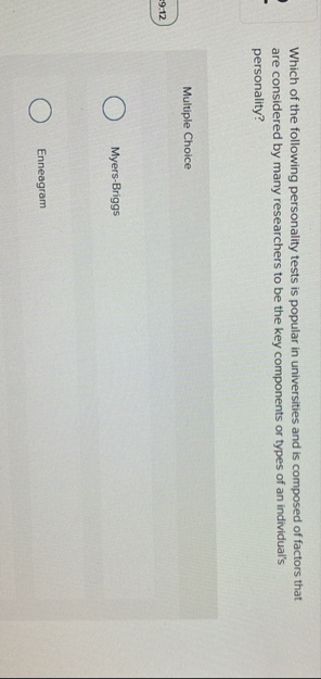 Solved Which of the following personality tests is popular | Chegg.com