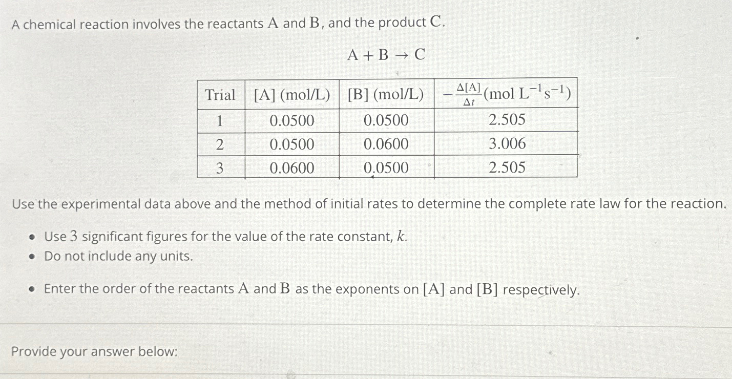 A chemical reaction involves the reactants A and B, | Chegg.com