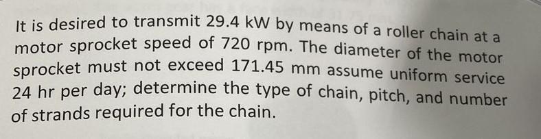 Solved It is desired to transmit 29.4 kW by means of a | Chegg.com