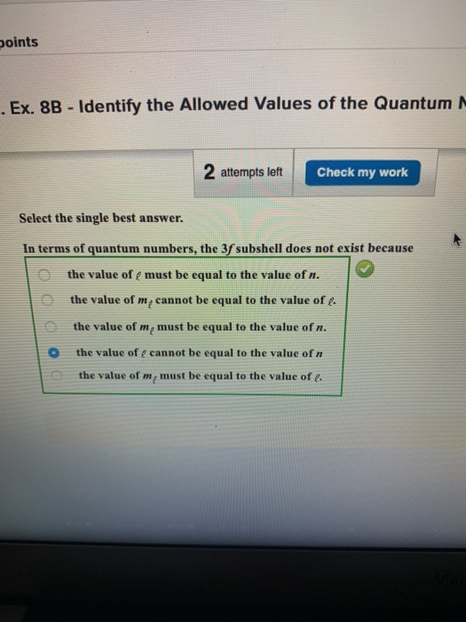 Solved in terms of quantum numbers, the 3f subshell does not | Chegg.com