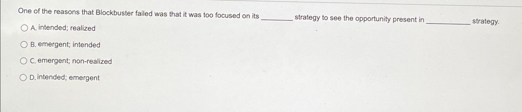 One of the reasons that Blockbuster failed was that | Chegg.com