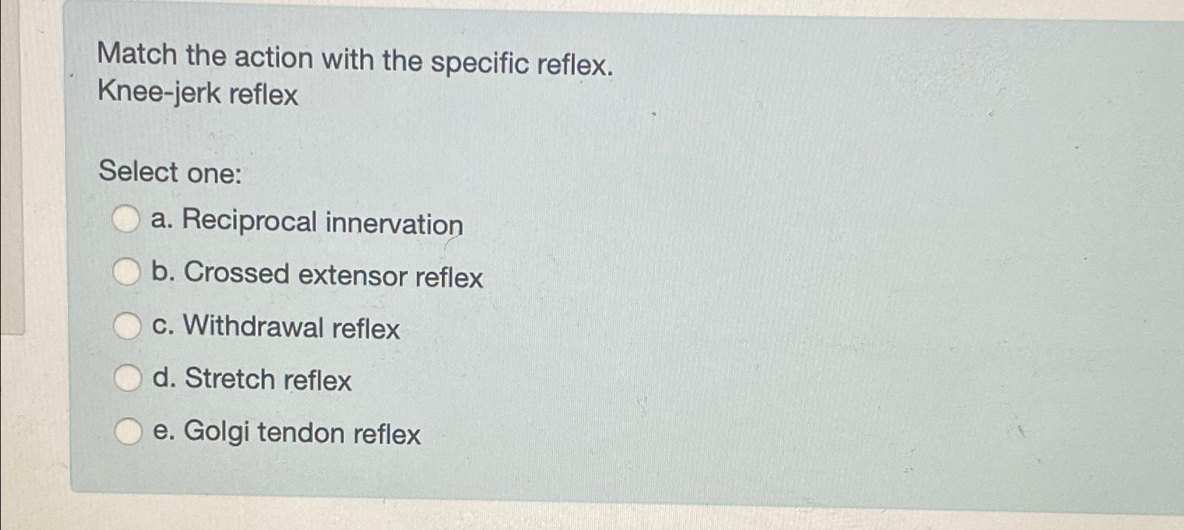 Solved Match the action with the specific reflex.Knee-jerk | Chegg.com