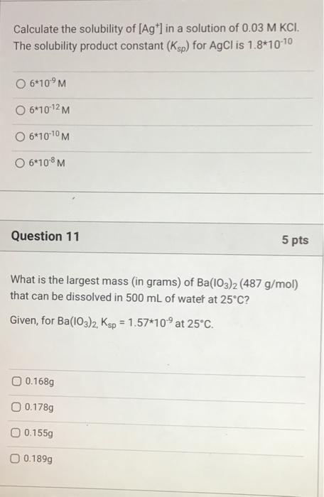 Solved Calculate the solubility of [Ag+]in a solution of | Chegg.com