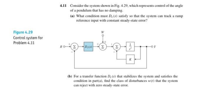 Solved 4.11 Consider the system shown in Fig. 4.29, which | Chegg.com