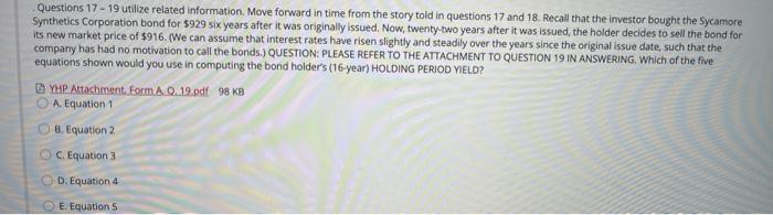 Solved Questions 17 - 19 utilize related information. A | Chegg.com