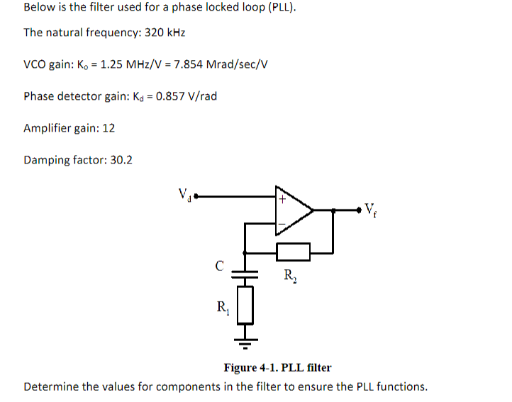 Below is the filter used for a phase locked loop | Chegg.com