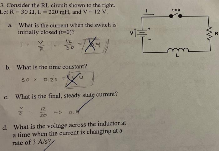 Solved 3. Consider the RL circuit shown to the right. Let | Chegg.com