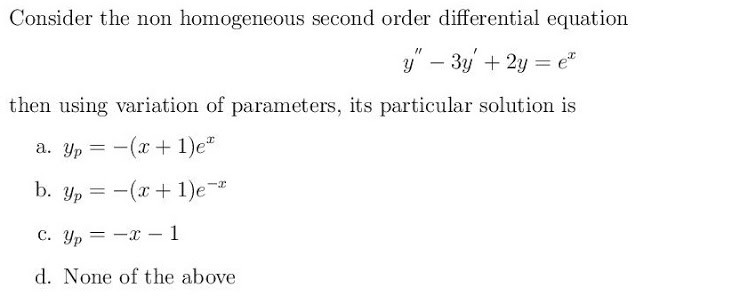 Solved Consider the non homogeneous second order | Chegg.com