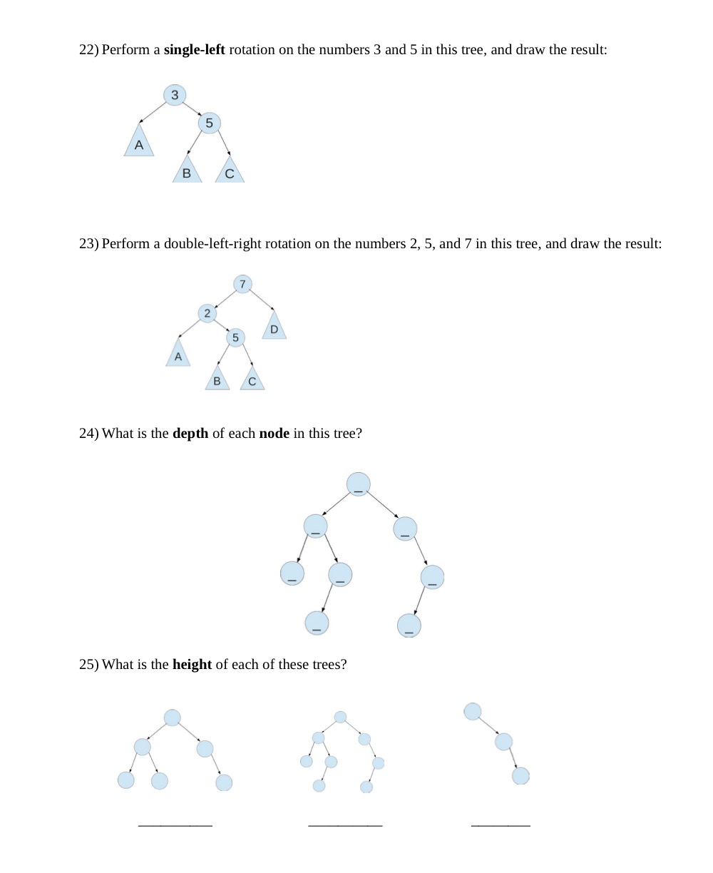 Perform a single-left rotation on the numbers 3 ﻿and | Chegg.com