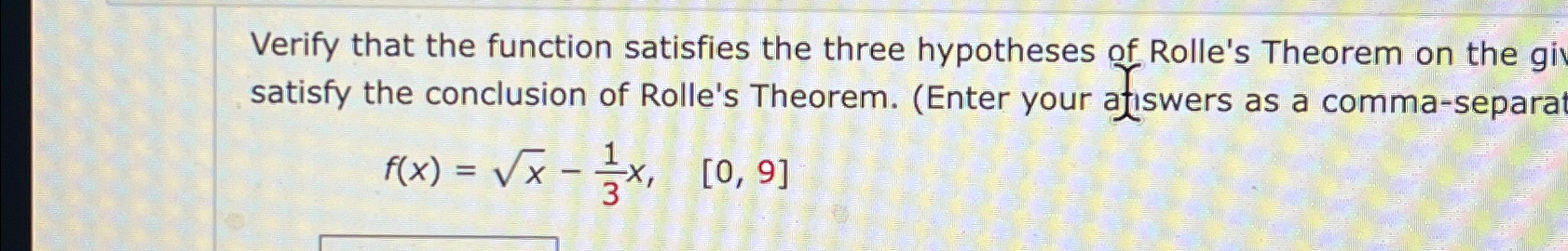 Verify that the function satisfies the three | Chegg.com