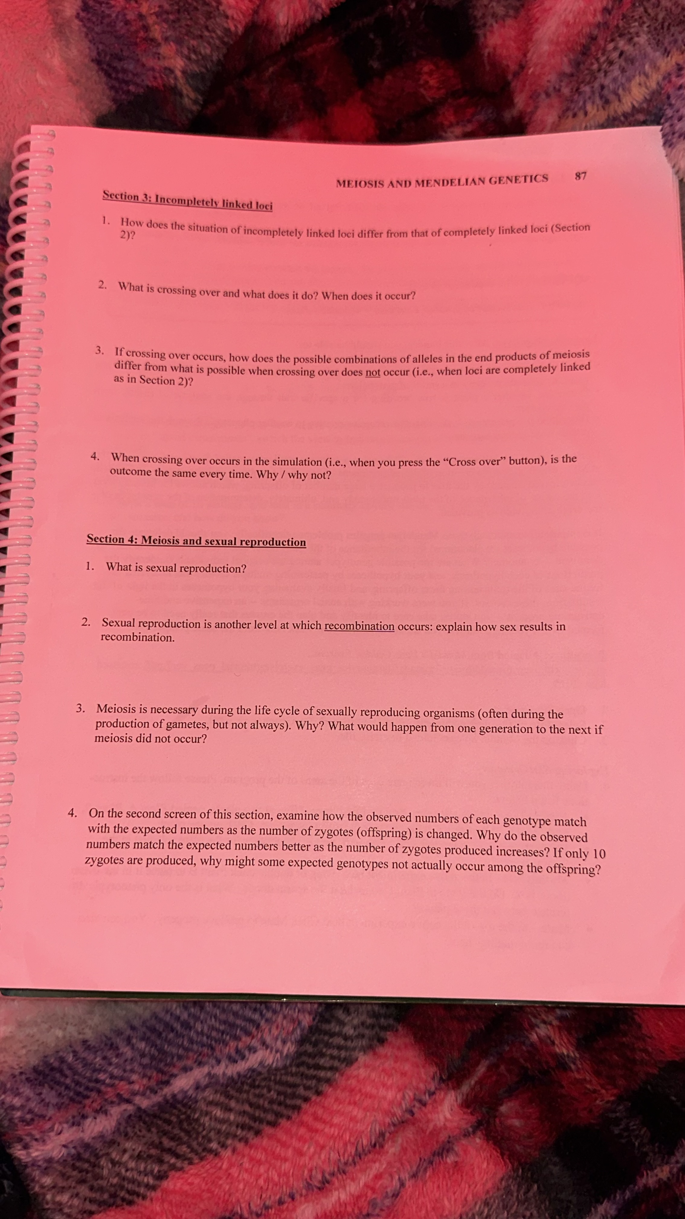 Solved Section 3: Incompletely linked lociHow does the | Chegg.com