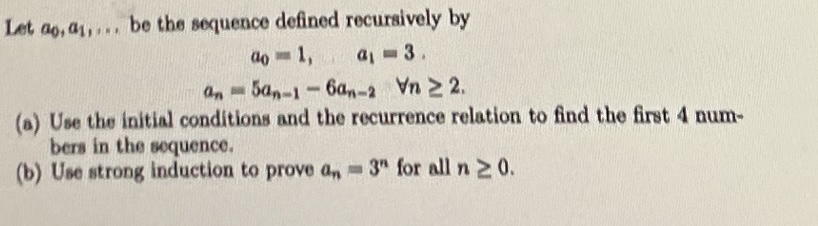 Solved Let a0,a1,dots be the sequence defined recursively | Chegg.com