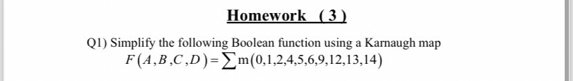 Solved Homework 3q1 ﻿simplify The Following Boolean 4831