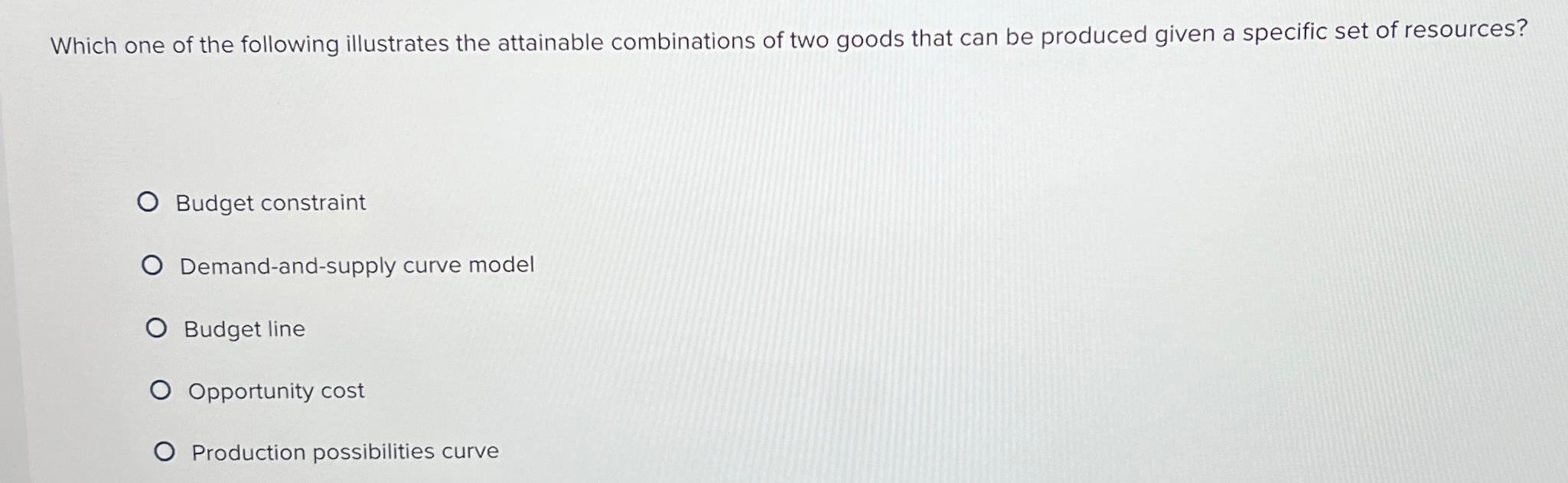 Solved Which one of the following illustrates the attainable | Chegg.com