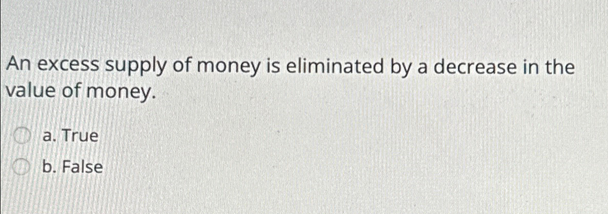 Solved An excess supply of money is eliminated by a decrease | Chegg.com