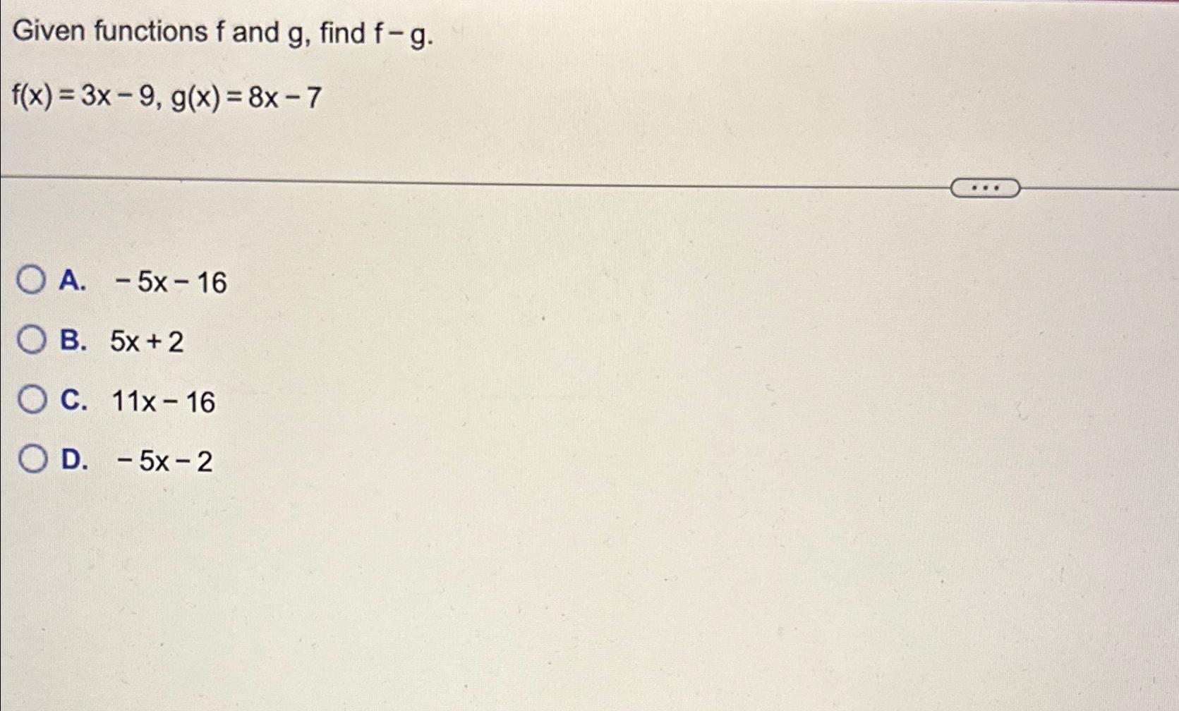 Solved Given functions f ﻿and g, ﻿find | Chegg.com