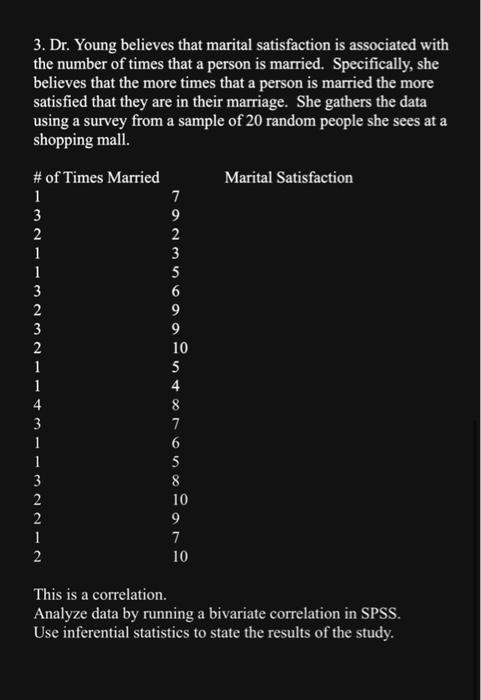 Solved 3. Dr. Young believes that marital satisfaction is | Chegg.com