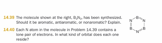 Solved 14.39 The molecule shown at the right, B3N3, has been | Chegg.com