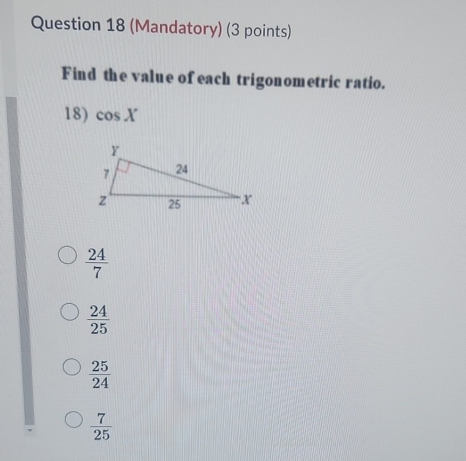 Solved Question 18 (Mandatory) (3 ﻿points)Find the value of | Chegg.com