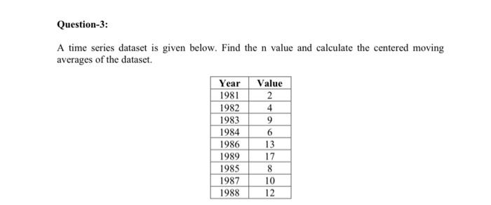 Solved A Time Series Dataset Is Given Below Find The N