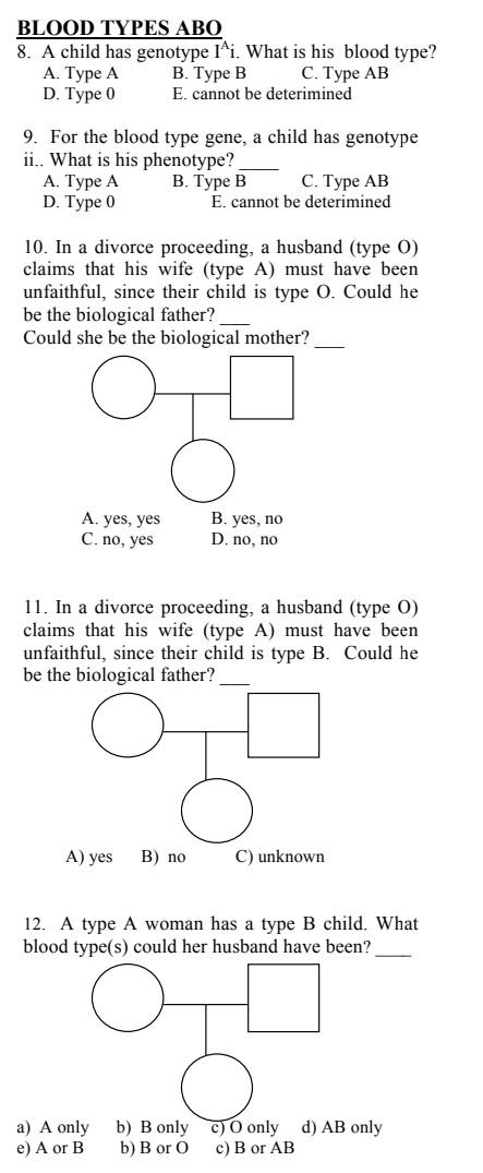 Solved 8. A child has genotype IAi. What is his blood type? | Chegg.com
