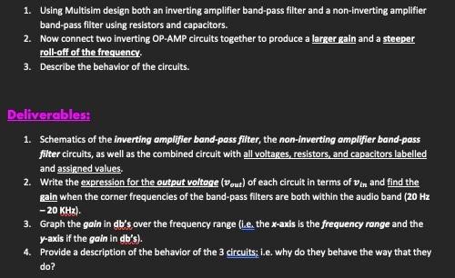 Solved 1. Using Multisim design both an inverting amplifier | Chegg.com