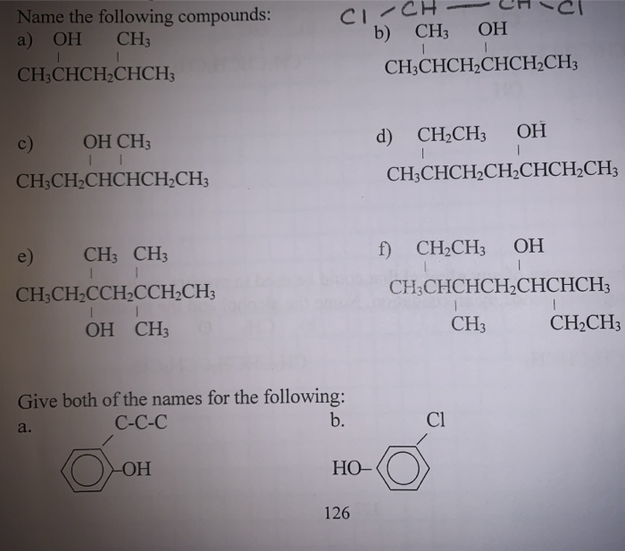 Solved Name the following compounds: a OH CH3 CH3CHCH2CHCH a | Chegg.com