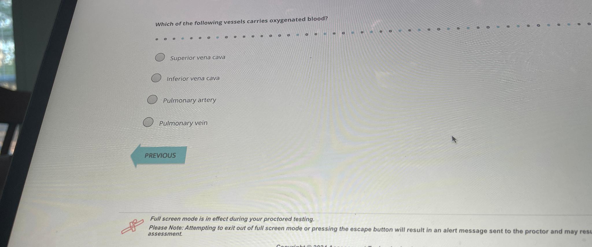 Solved Which of the following vessels carries oxygenated | Chegg.com