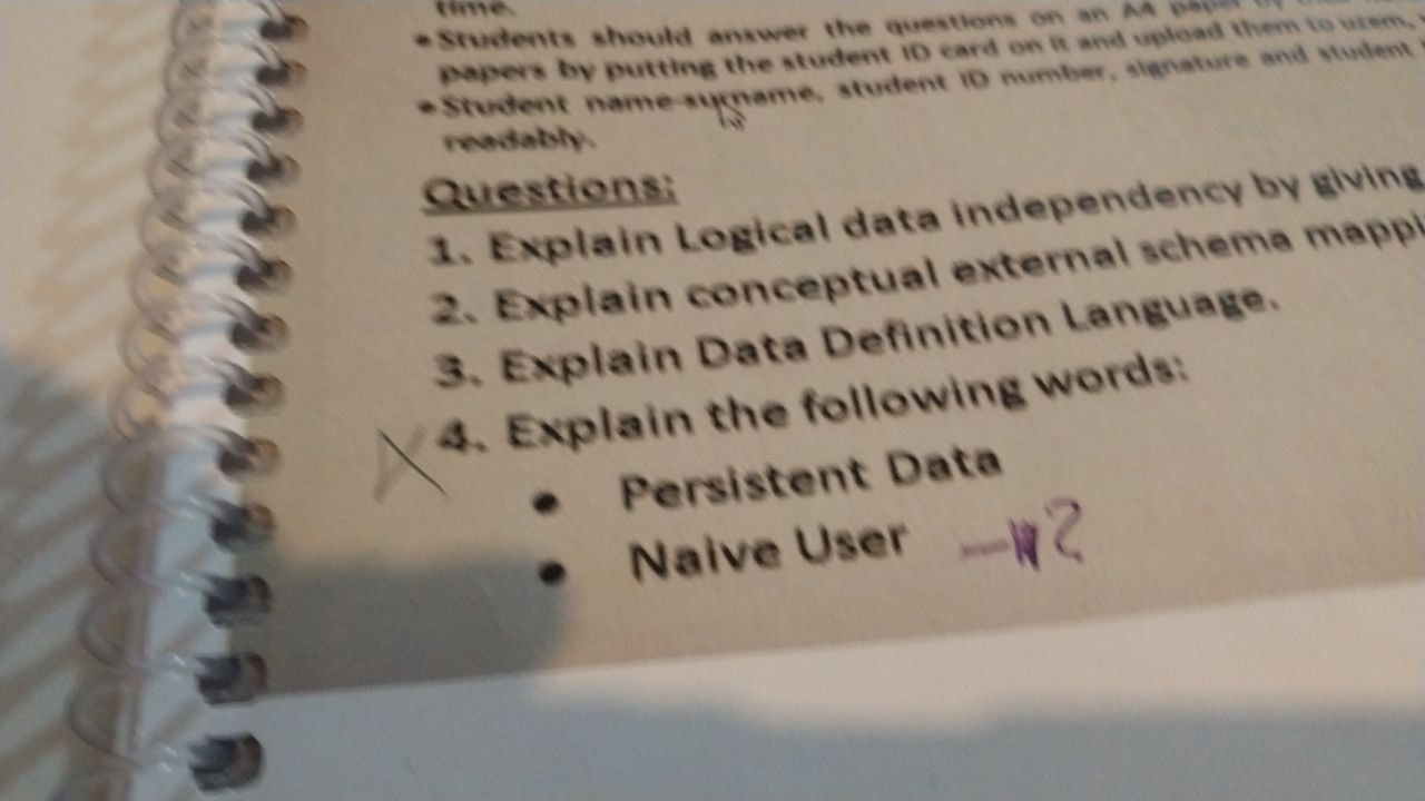 Solved Questions:Explain Logical data independency by giving | Chegg.com