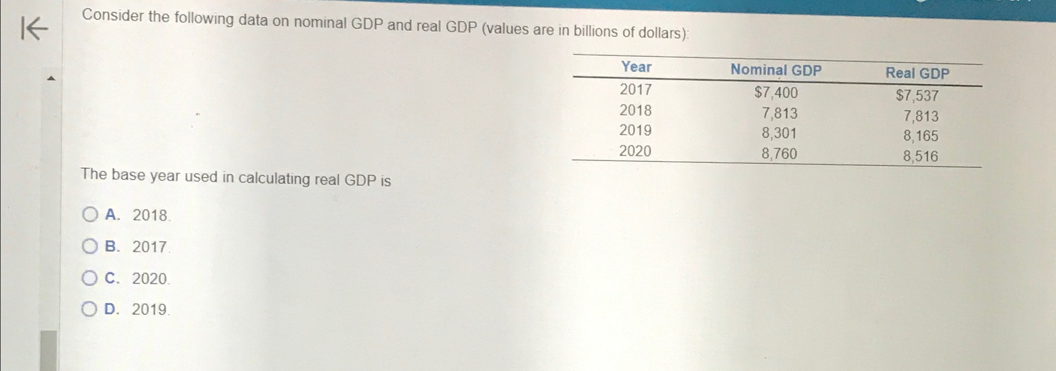 Solved Consider the following data on nominal GDP and real | Chegg.com