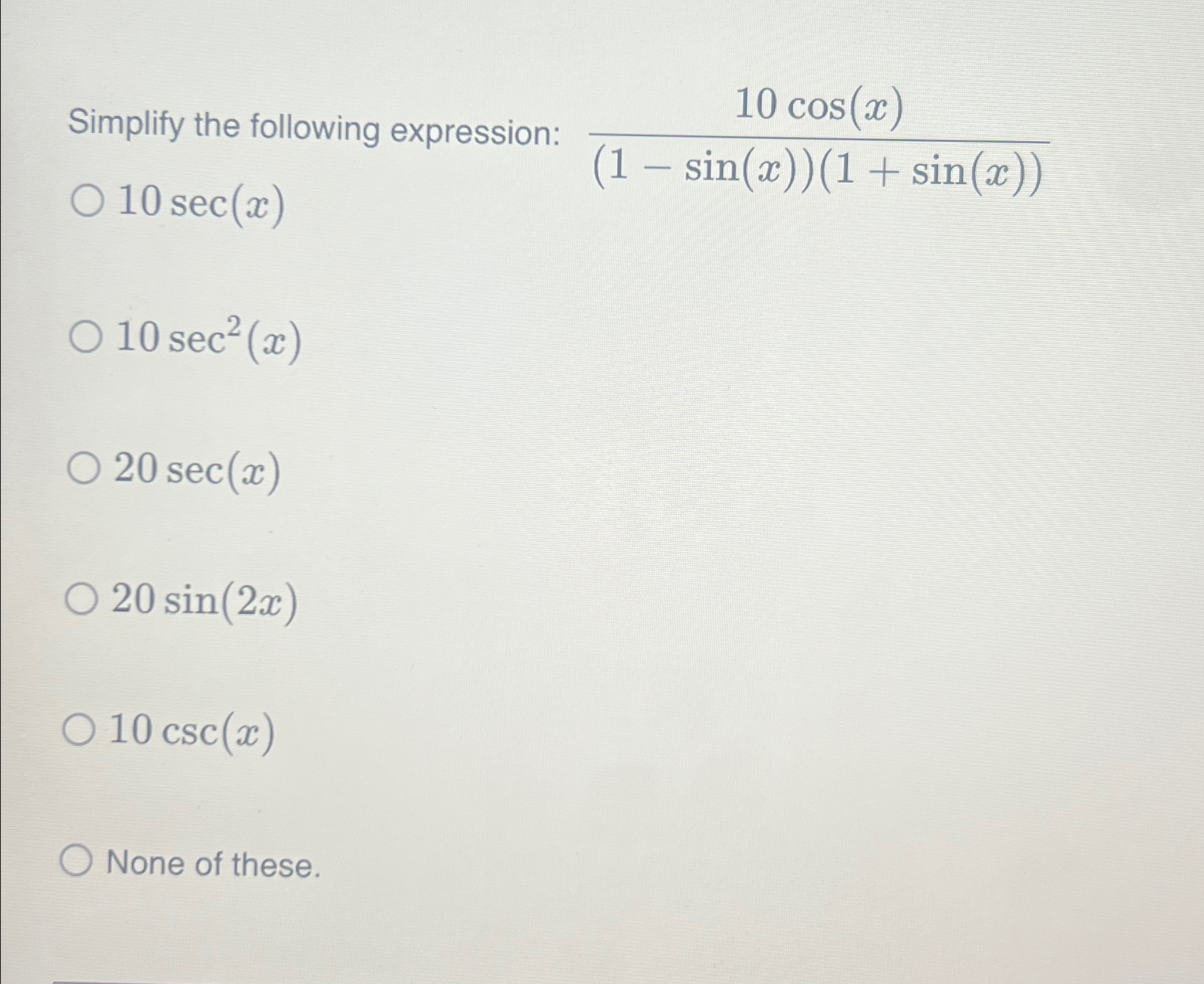 Solved Simplify the following expression: | Chegg.com