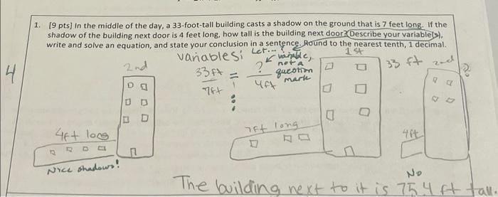 Solved 4 1. [9 pts] In the middle of the day, a 33-foot-tall | Chegg.com