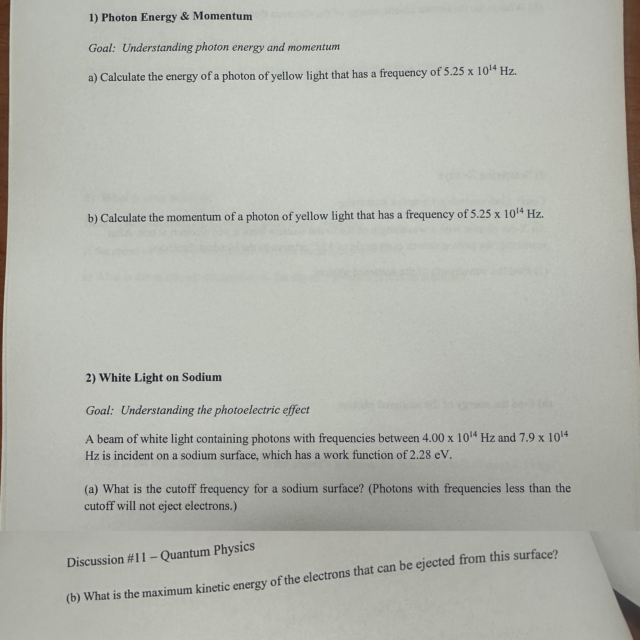 Solved Photon Energy & MomentumGoal: Understanding photon | Chegg.com