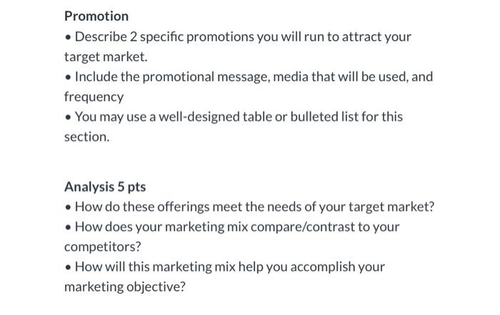 Solved Promotion - Describe 2 specific promotions you will | Chegg.com