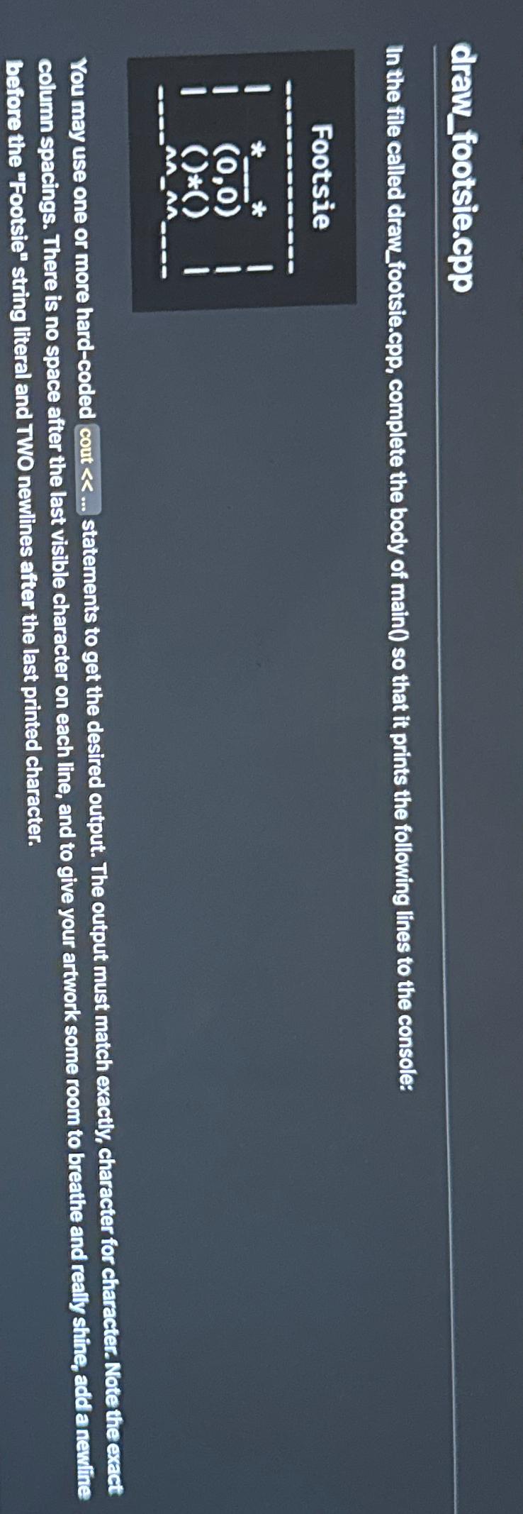 Solved draw footsie.cppIn the file called draw _footsie.cpp, | Chegg.com