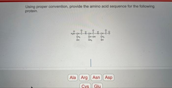 Solved Using proper convention, provide the amino acid | Chegg.com