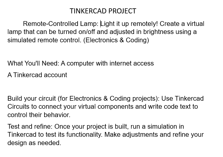 Solved TINKERCAD PROJECTRemote-Controlled Lamp: Light it up | Chegg.com