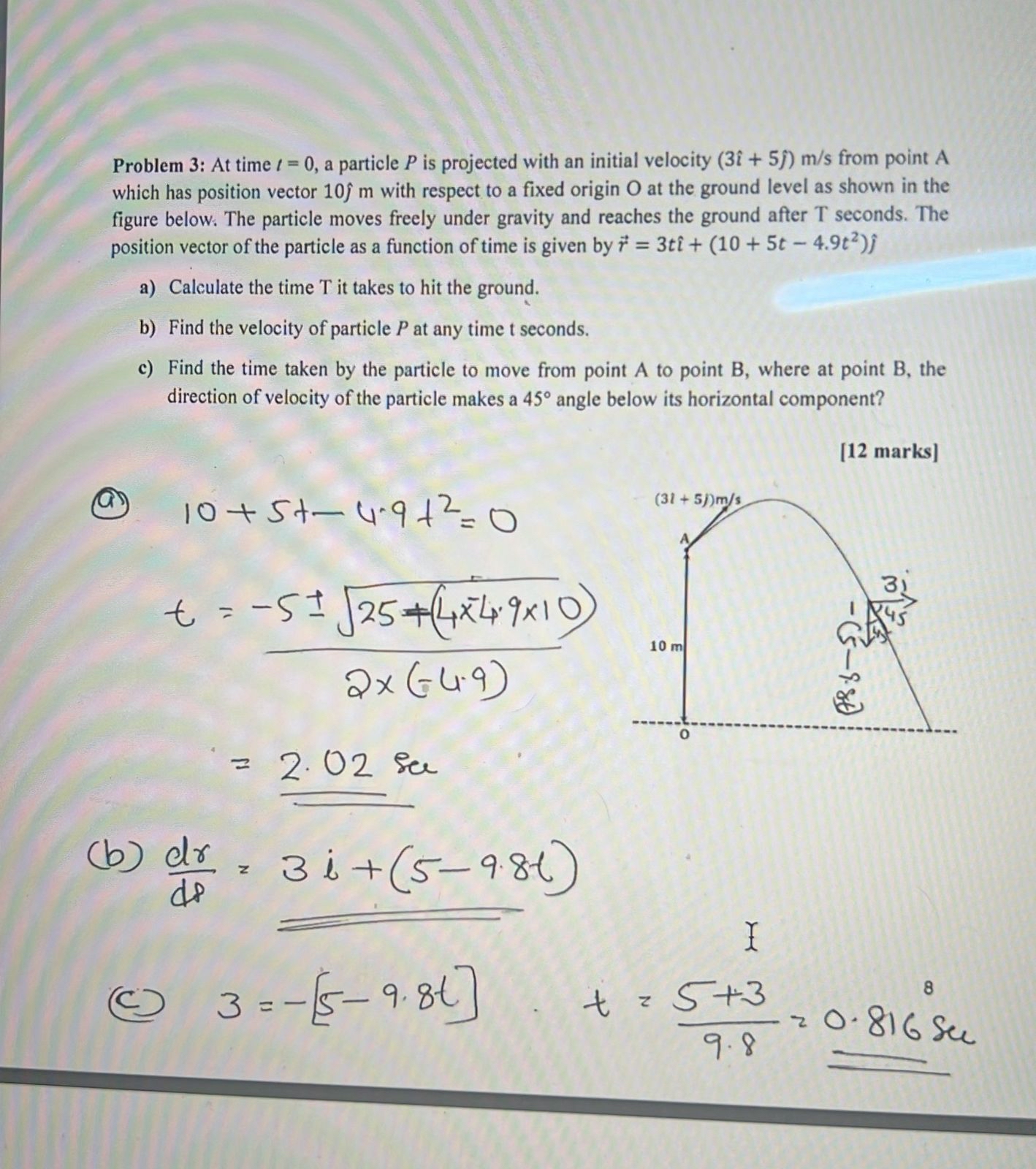 Solved Problem 3: At time t=0, ﻿a particle P ﻿is projected | Chegg.com