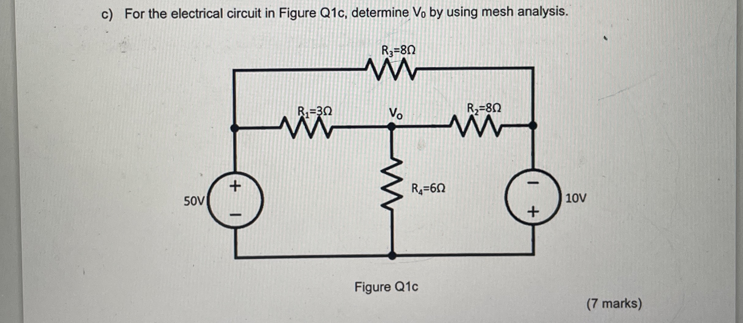 Solved c) ﻿For the electrical circuit in Figure Q1c, | Chegg.com