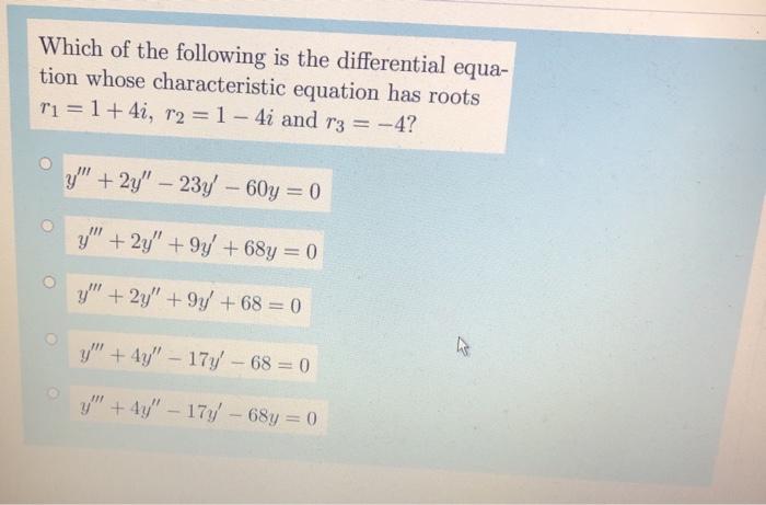 Solved Which of the following is the differential equa- tion | Chegg.com