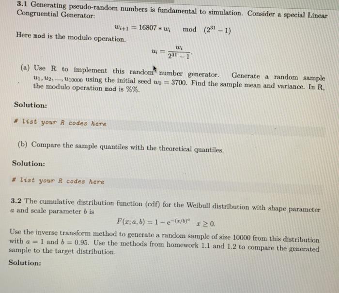 Solved 31 Generating Pseudo Random Numbers Is Fundamental 8310