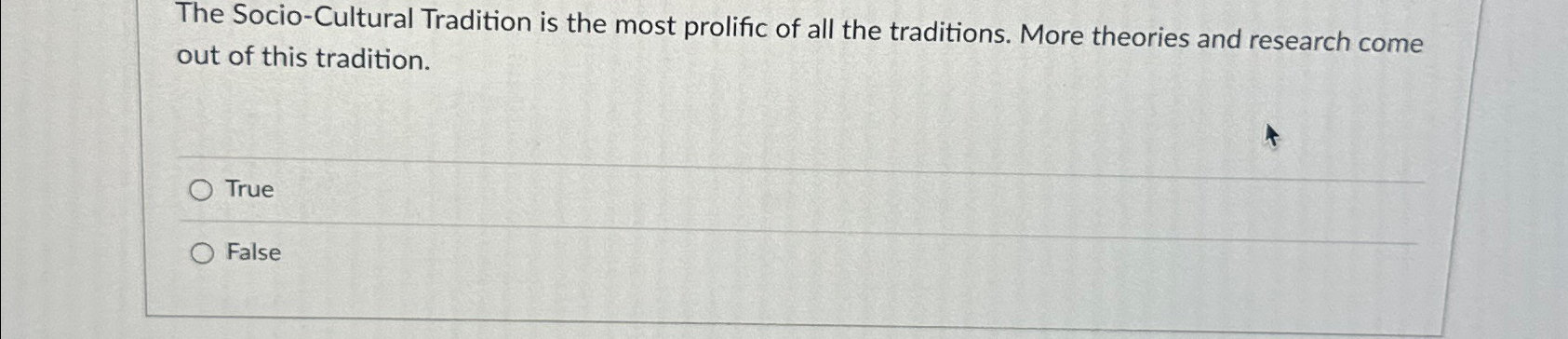Solved The Socio-Cultural Tradition is the most prolific of | Chegg.com