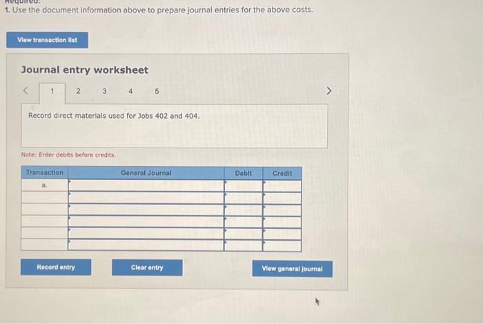 Solved Journal entry worksheet Record the indirect materials | Chegg.com