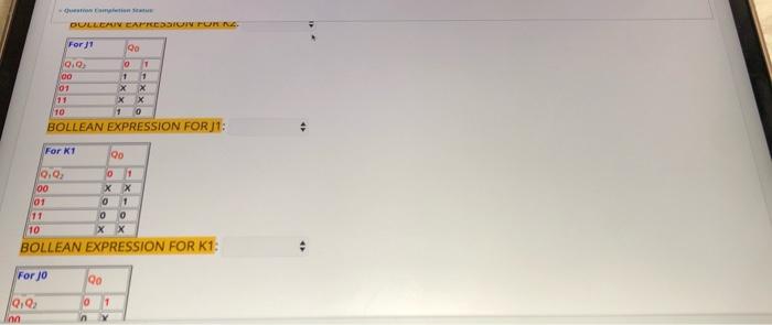 Solved Camp For the following Karnaugh maps of J2, K2.J1, | Chegg.com