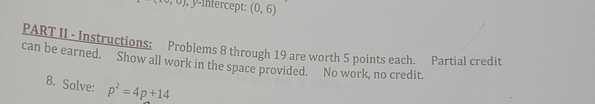 Solved PART II - Instructions: Problems 8 through 19 are | Chegg.com