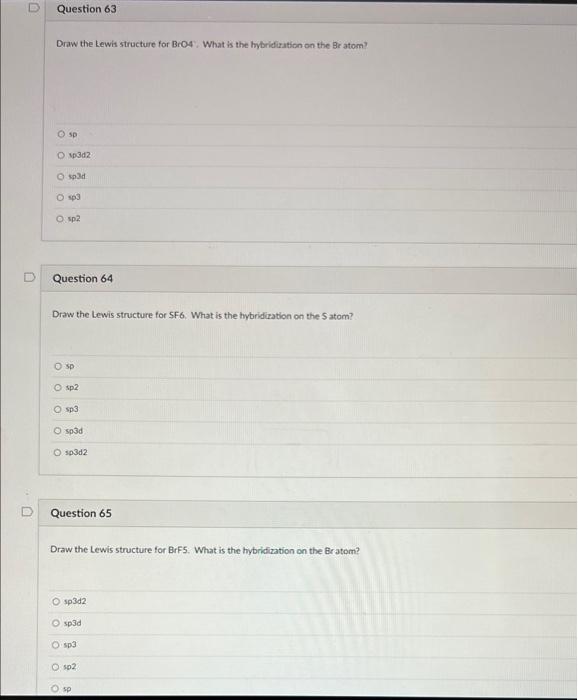 Solved Question 63 Draw the Lewis structure for Br04 What is | Chegg.com