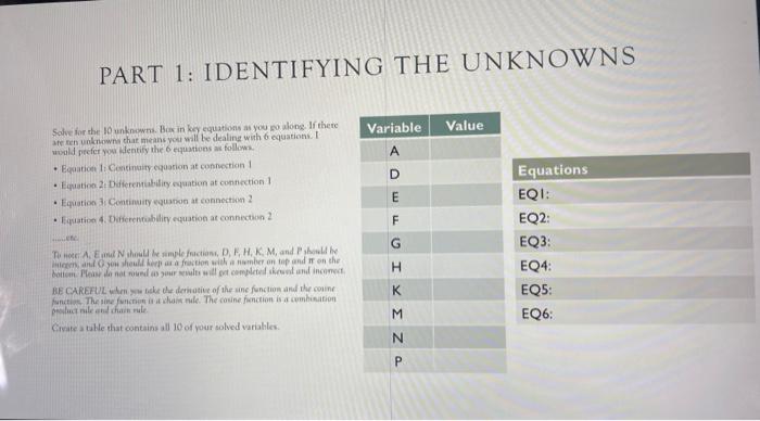 Solved PART 1: IDENTIFYING THE UNKNOWNS The Story Calculus | Chegg.com