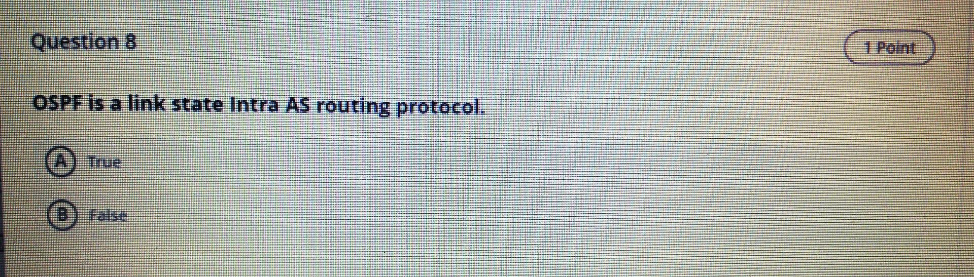 Solved Question 8 OSPF is a link state Intra AS routing | Chegg.com