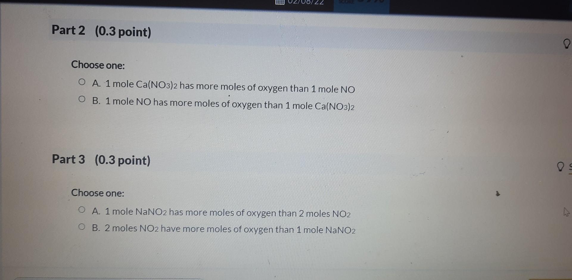 Solved 13 Question (1 point) See page In each of the | Chegg.com