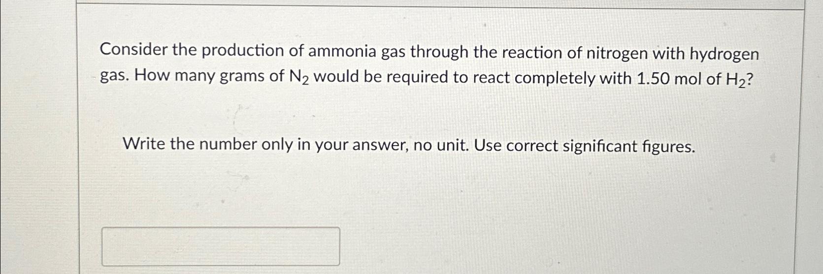 Solved Consider the production of ammonia gas through the | Chegg.com